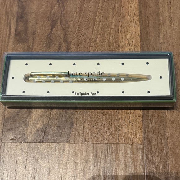 kate spade | Office | Kate Spade Gold And White Polka Dot Pen | Poshmark